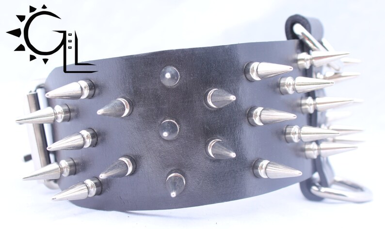 3 Inch Wide (big Spikes) Leather Dog Collar - Etsy