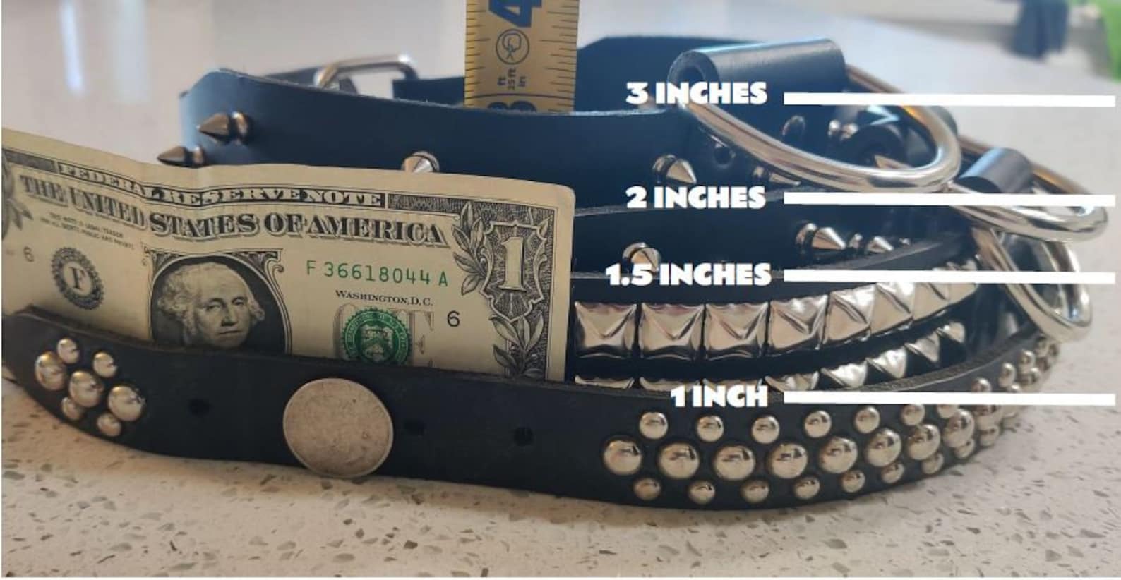 2 Inch Wide flat Spikes and Big Spikes Leather Dog Collar | Etsy