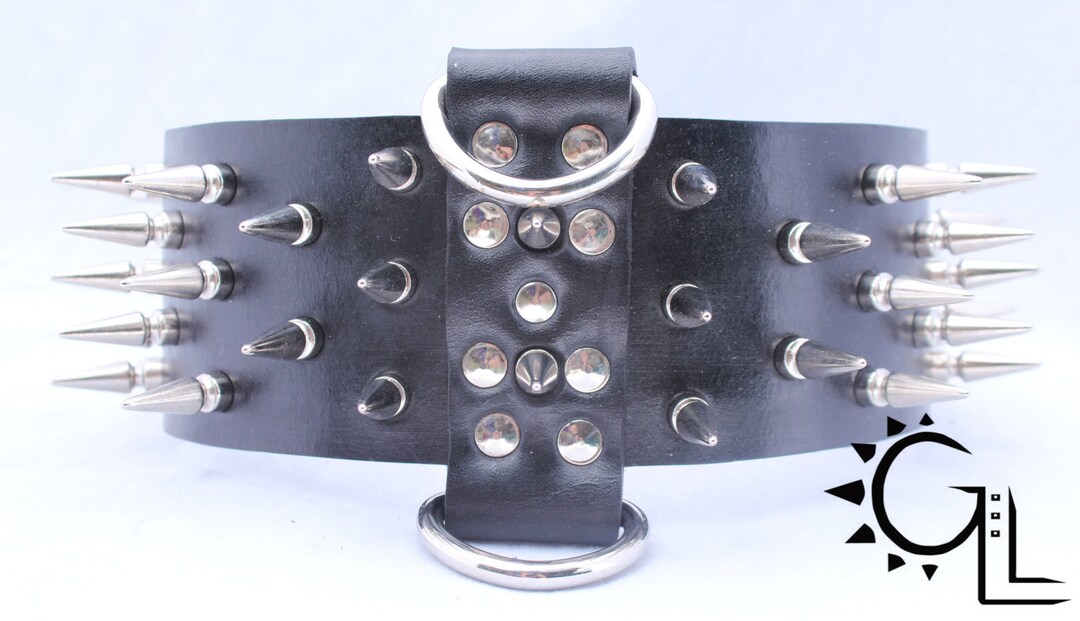 3 Inch Wide (big Spikes) Leather Dog Collar - Etsy