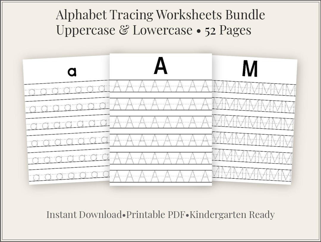 Kindergarten Letter Tracing Bundle | Uppercase & Lowercase Worksheets ...