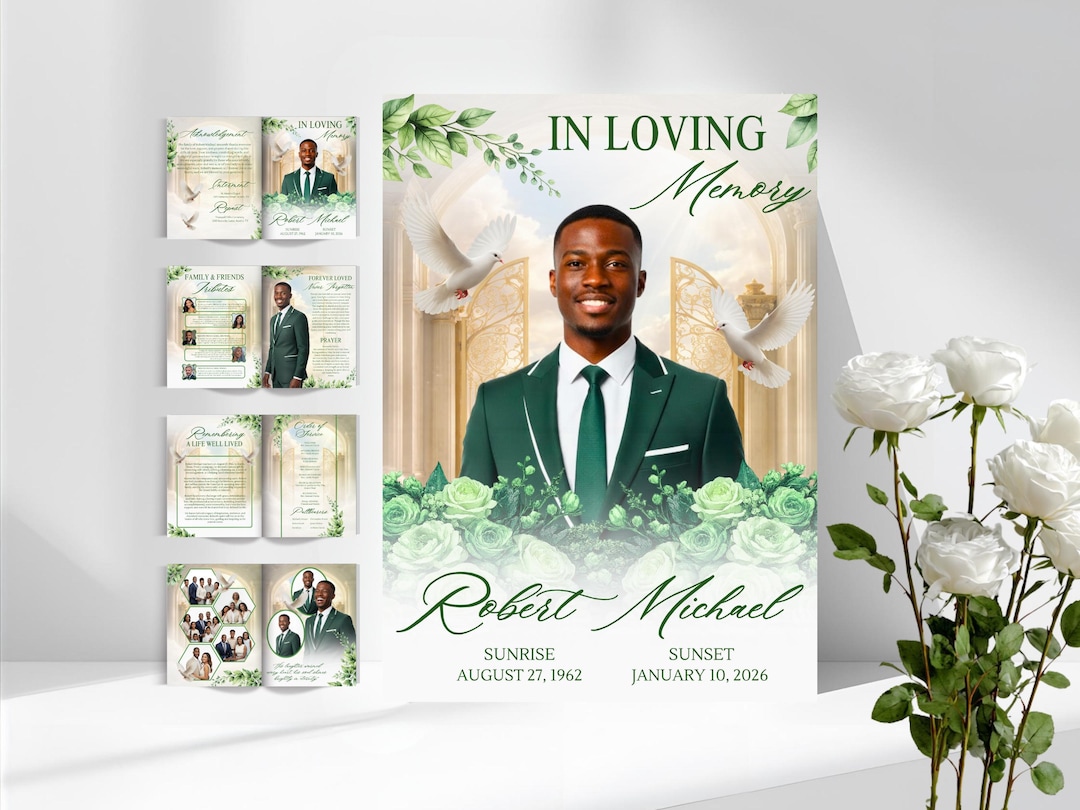 In Loving Memory of Memorial Program Template Funeral Printable ...