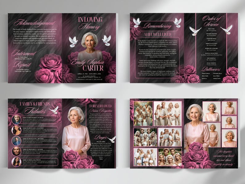 Memorial Service Program Template Funeral Obituary Program Celebrate of ...