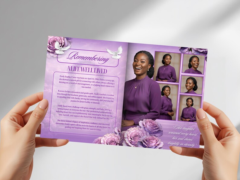Funeral Programs Template Canva Obituaries Template Funeral Memorial ...