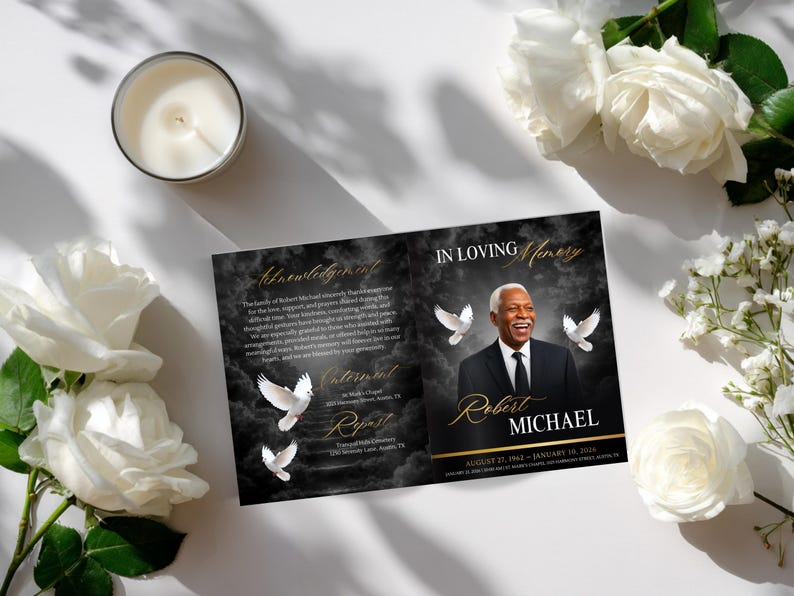 Funeral Program Obituary Printable Memory Obituary Template in Loving ...