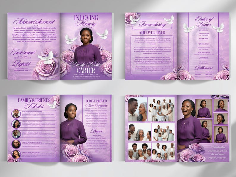 Funeral Programs Template Canva Obituaries Template Funeral Memorial ...