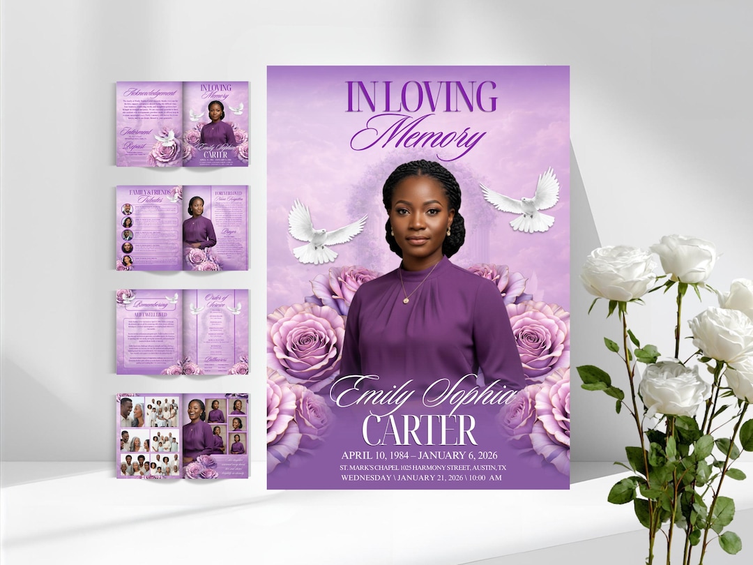 Funeral Programs Template Canva Obituaries Template Funeral Memorial ...