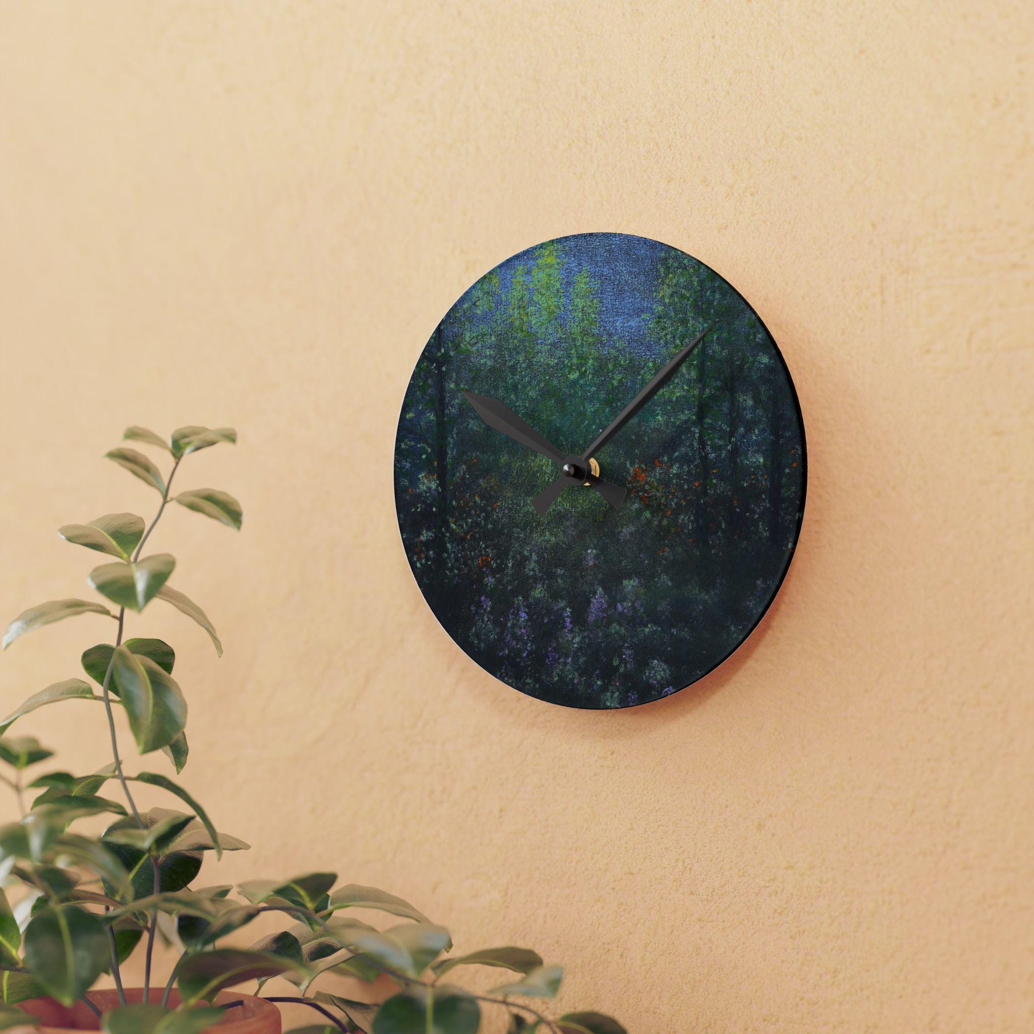 Enchanted Forest Wall Clock | Moody Nature Home Decor | Dark Green ...