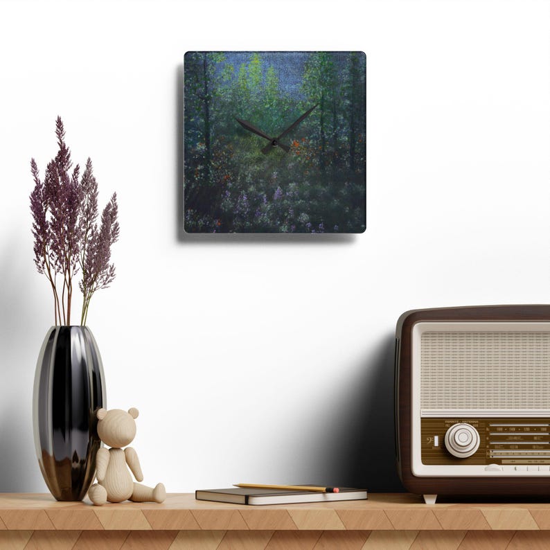 Enchanted Forest Wall Clock | Moody Nature Home Decor | Dark Green ...