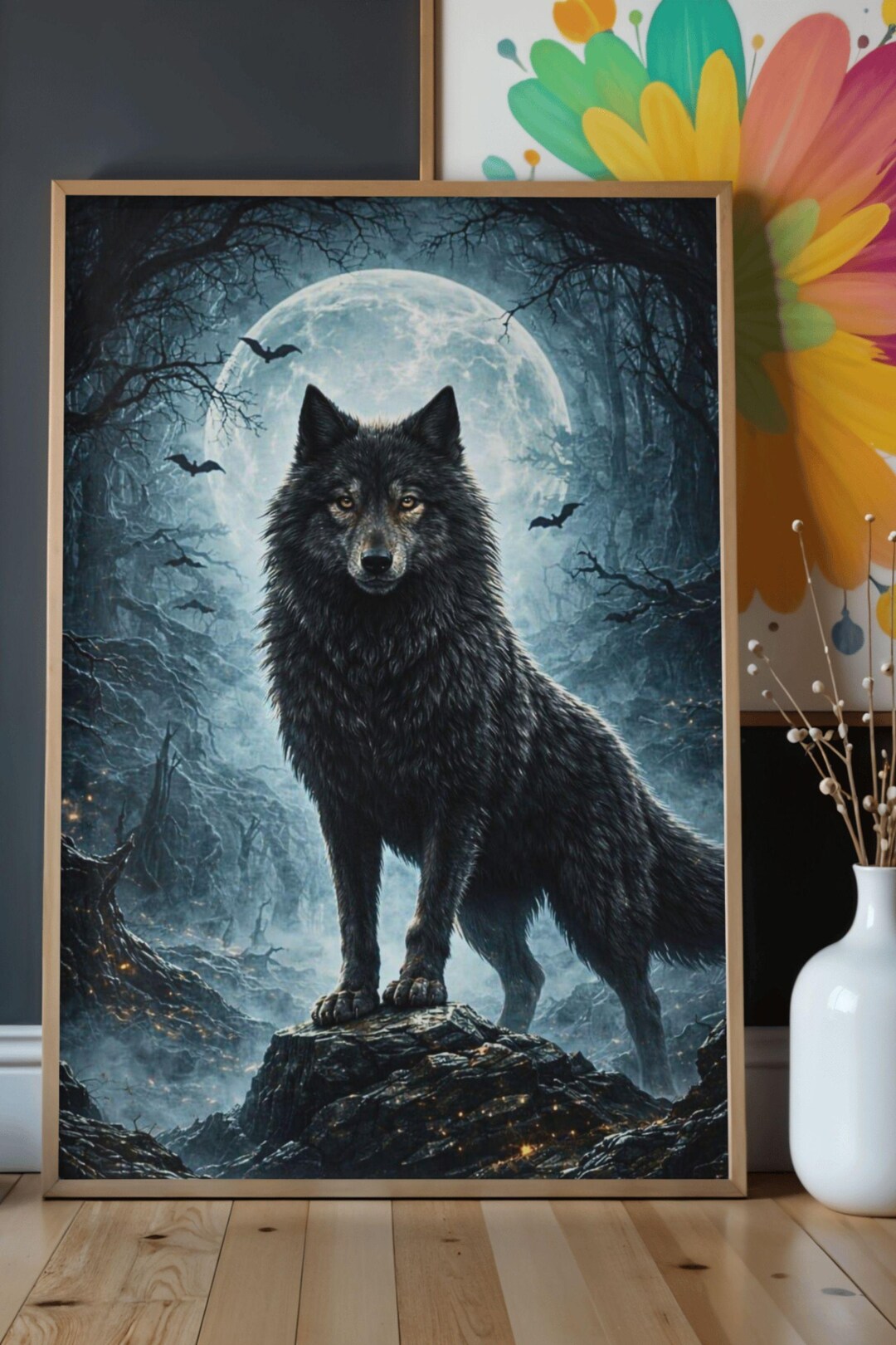Dark Wolf Moon Art, Gothic Fantasy Poster (digital Download) - Etsy