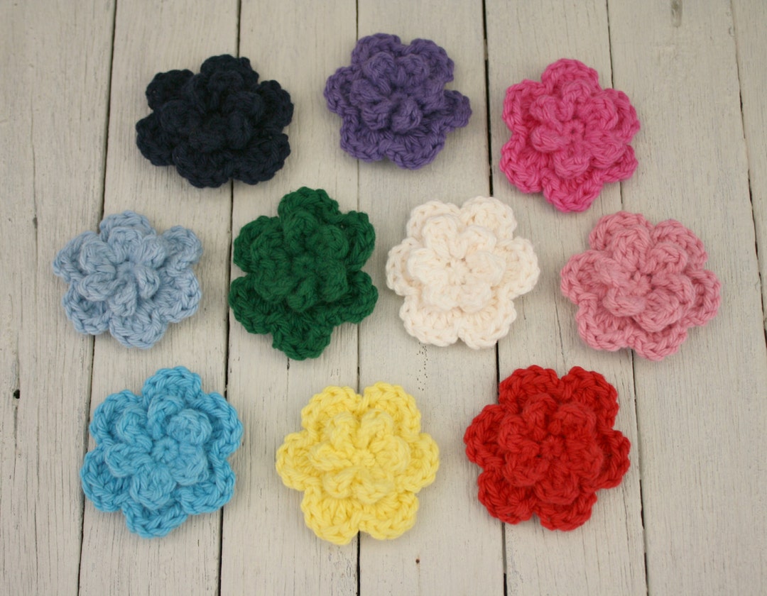 Large Crochet Flower Appliqués Sewing Accessory Flower Applique Crochet ...