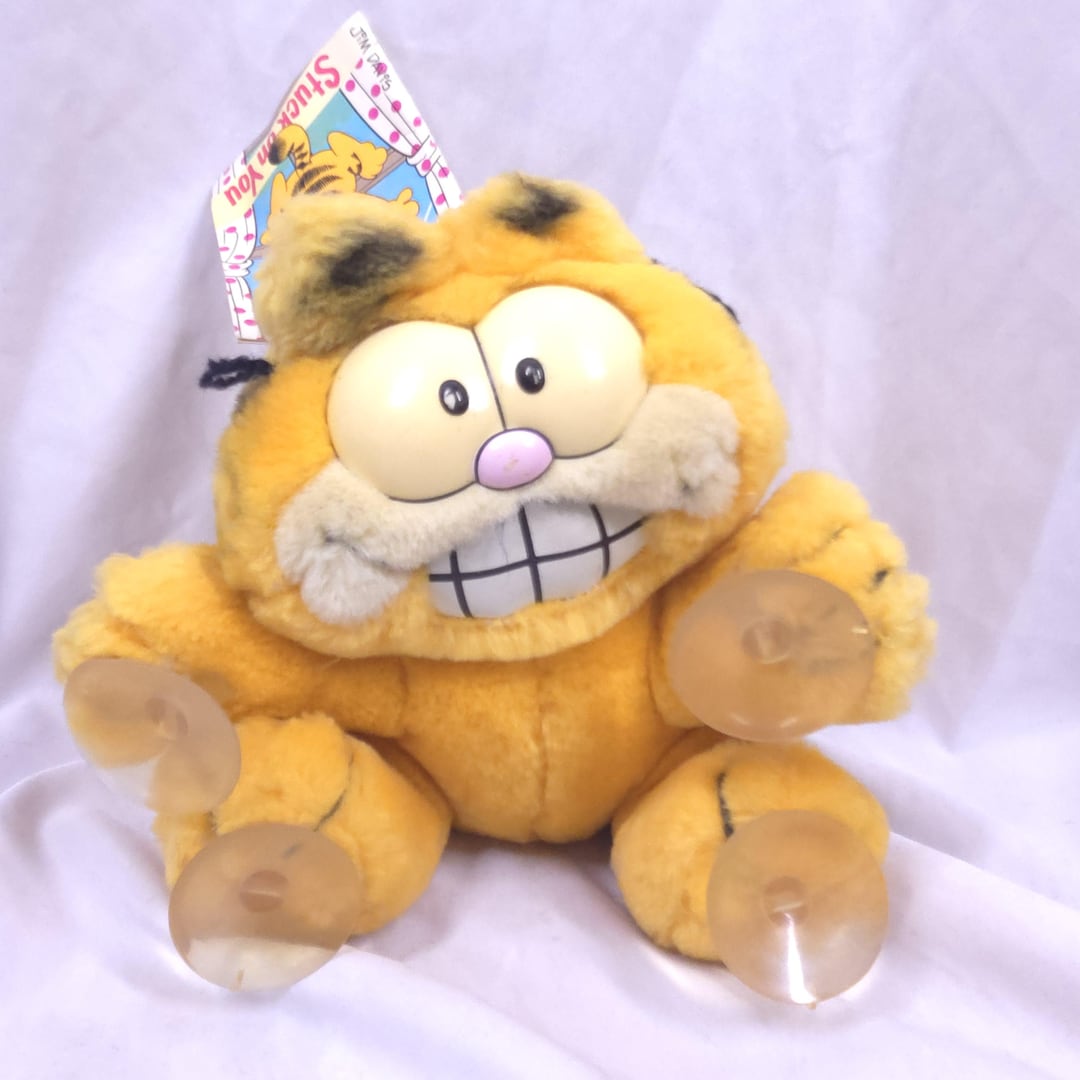 Vintage 1981 Plush Garfield Stuck on You Suction Cup Window Cling Funny ...
