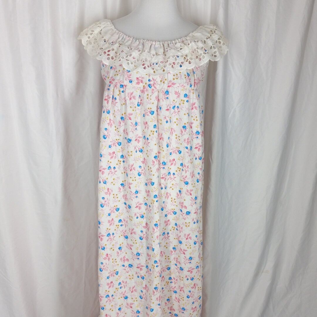Vintage Cottage Core Floral Maxi Nightgown House Dress Boho Flowy ...