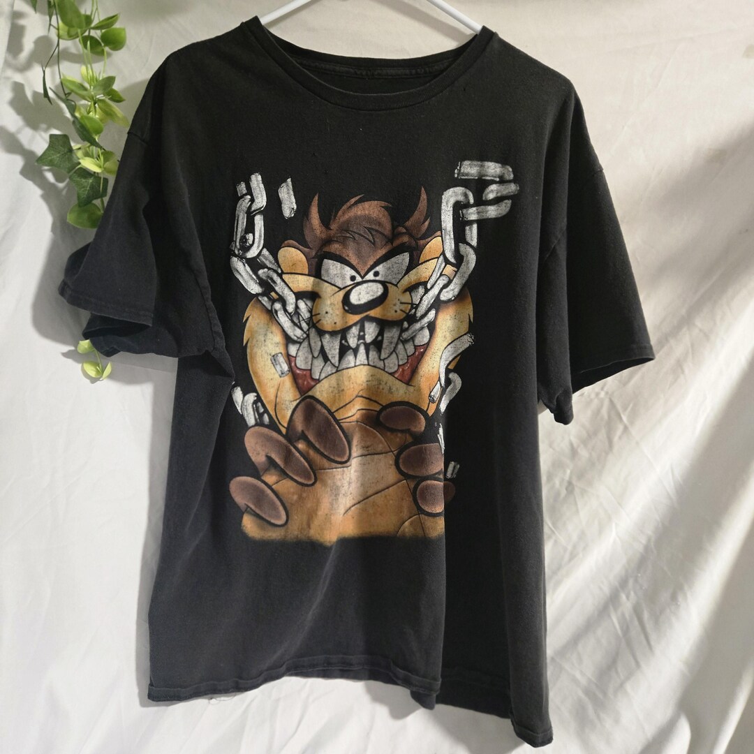 Vintage 1990s Looney Tunes Tasmanian Devil Taz Breaking Chain Black ...