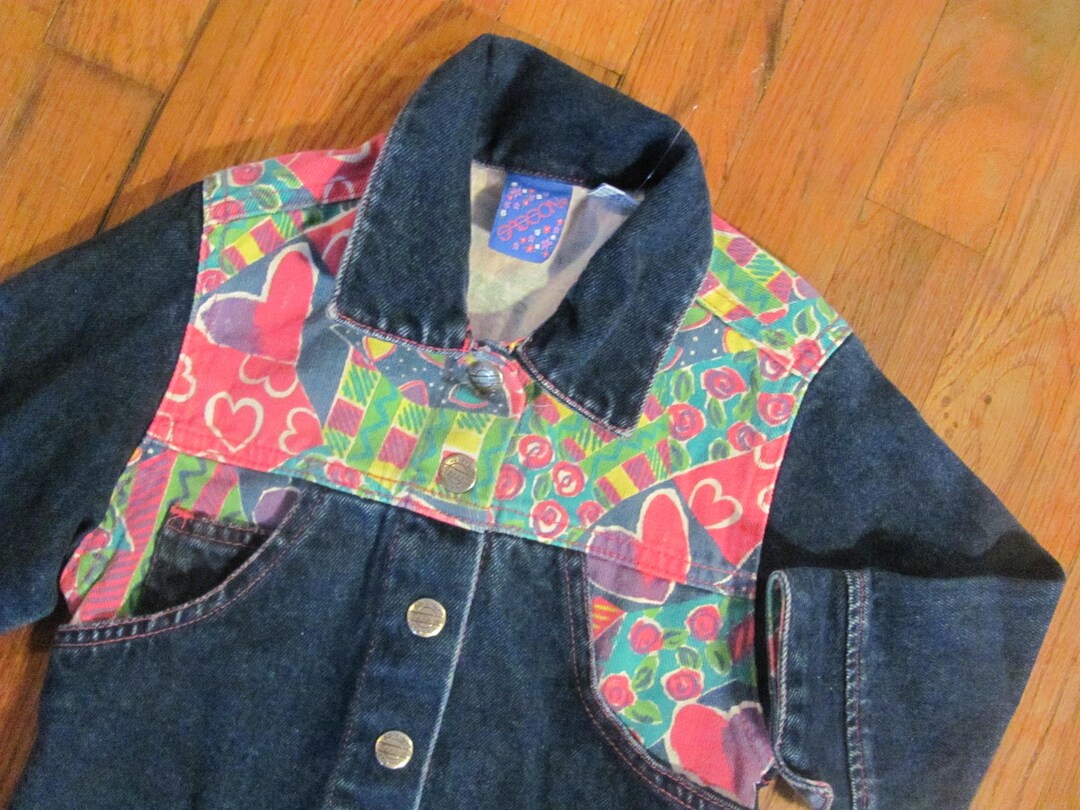 Vintage 90s Sasson Denim Multi Color Jean Jacket Girls Toddler Jean ...
