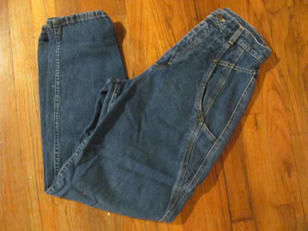 Vintage 80s High Waist Tapered Leg No Back Pockets LEE Dark Wash Denim ...