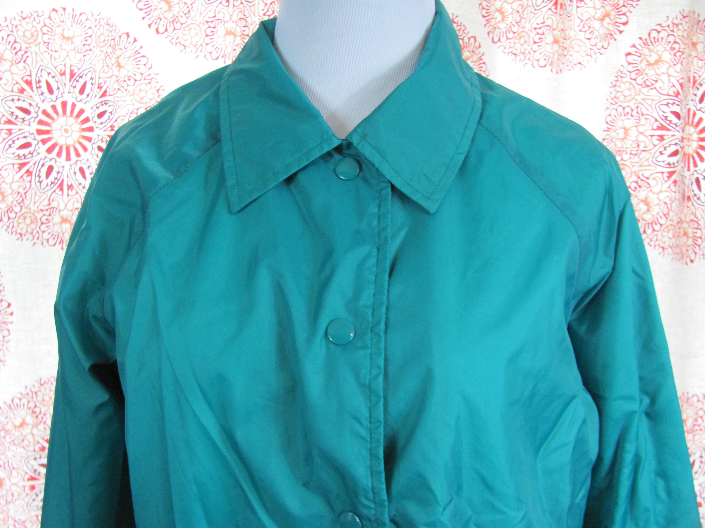 Womens Vintage Teal / Green Lined Nylon Jacket Snap Closure | Etsy