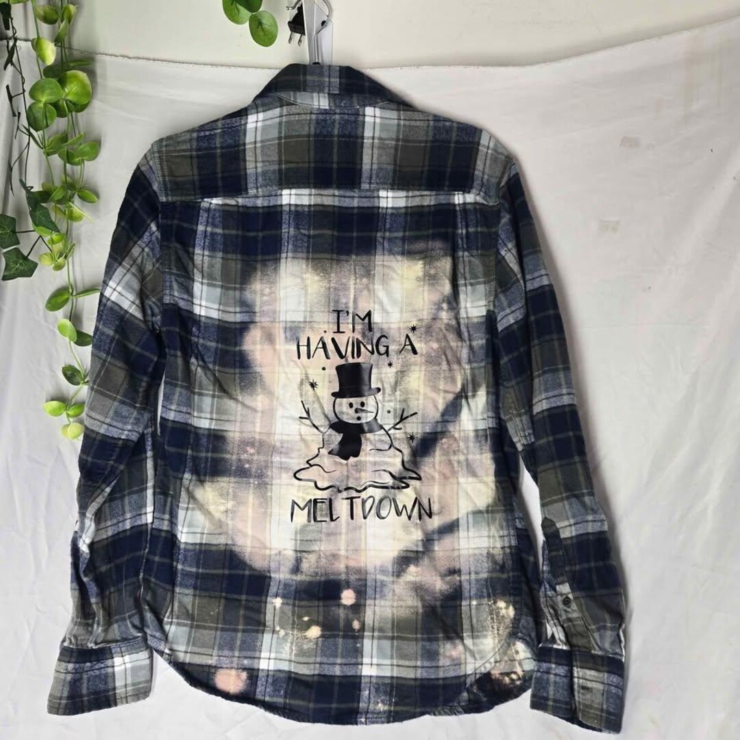 Upcycled Bleached Flannel • Funny Snowman Shirt • “i’m Having a ...