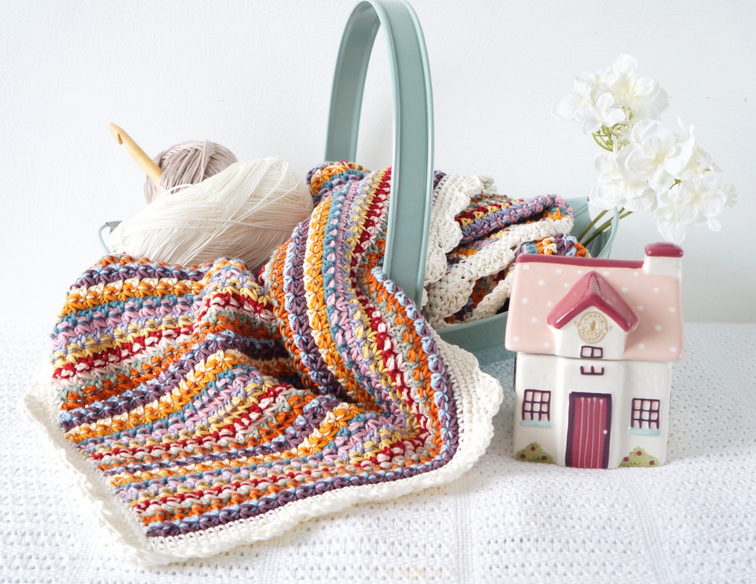 Blanket Crochet Pattern for Baby, Cot, Lap Blanket, Afghan. Striped ...
