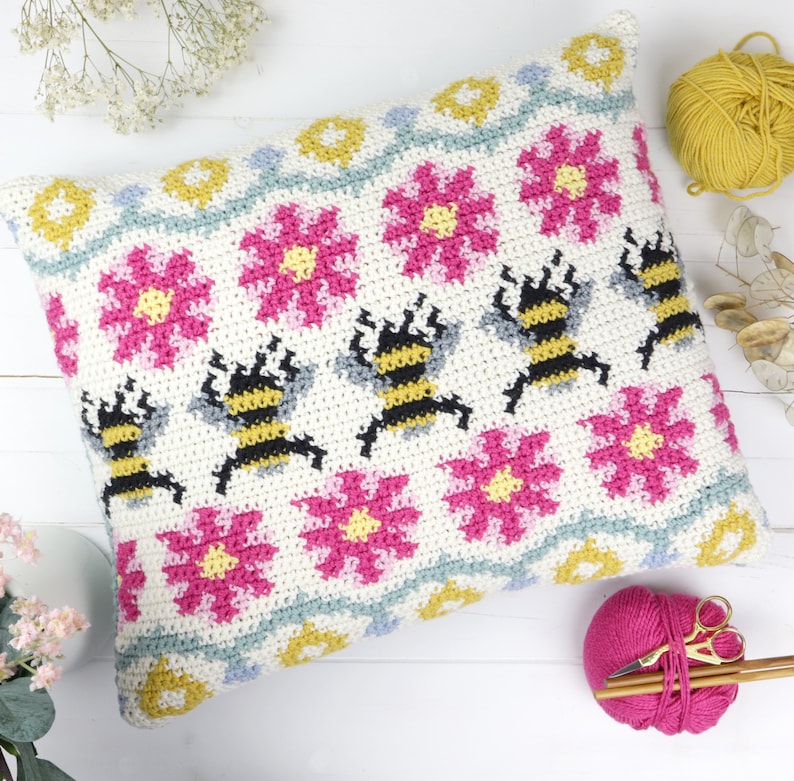 Busy Bee Fair Isle Cushion Crochet Pattern Crochet Pillow - Etsy