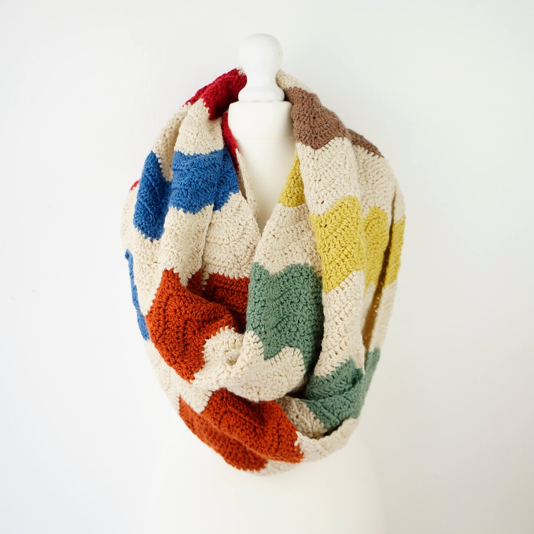 Big Chunky Scarf, Crochet Pattern, Infinity Scarf, Woolen Cowl, Zig Zag ...