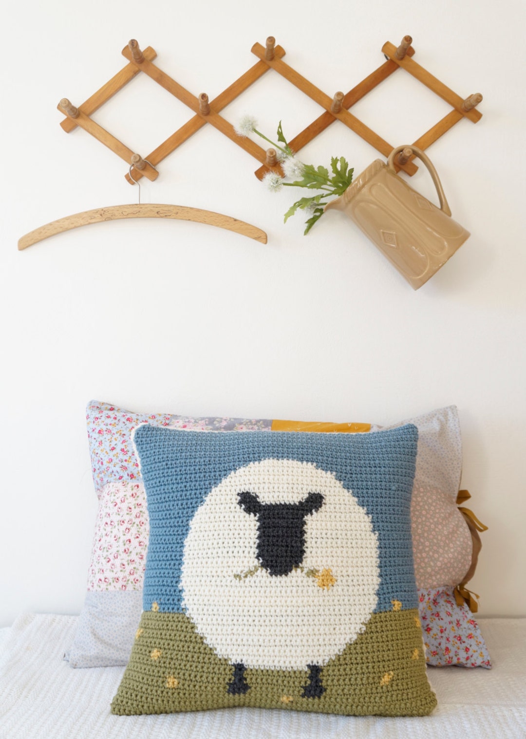 Farm Patterns, Animal Cushion, Crochet Pillows, Sheep Cushion, Spring ...