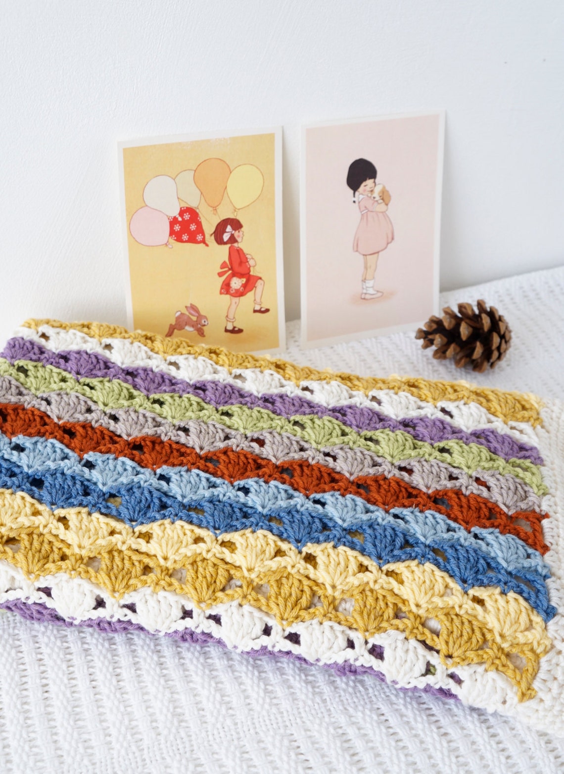 Crochet Pattern Fall Blanket Autumn Colours Baby Shawl Lap | Etsy