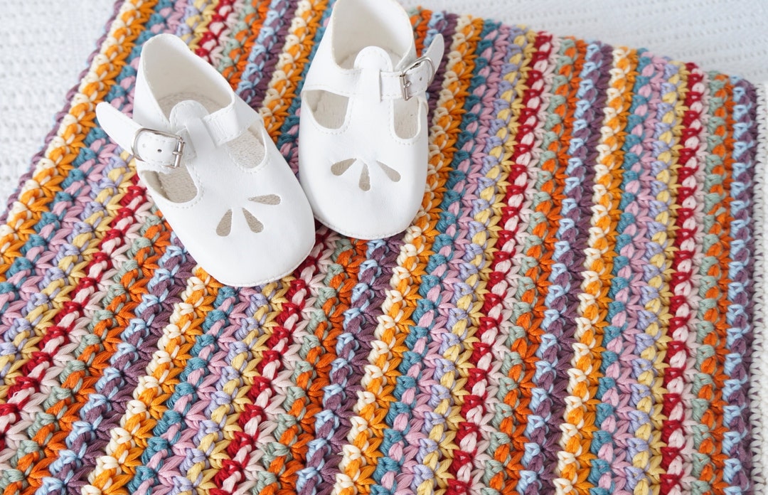 Blanket Crochet Pattern for Baby, Cot, Lap Blanket, Afghan. Striped ...