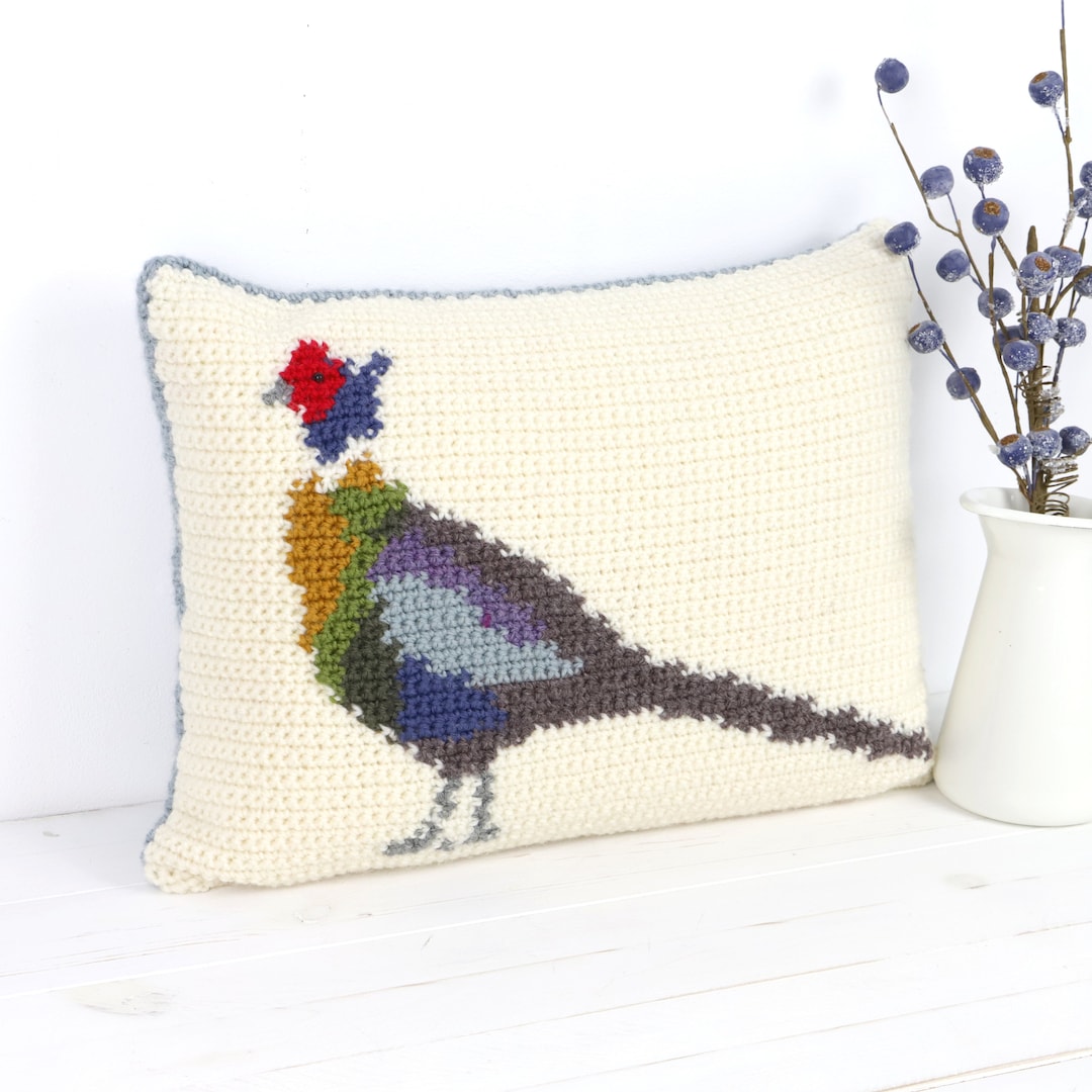 Crochet Pheasant Cushion Pattern, Woodland Animal, Intarisa Pillow ...