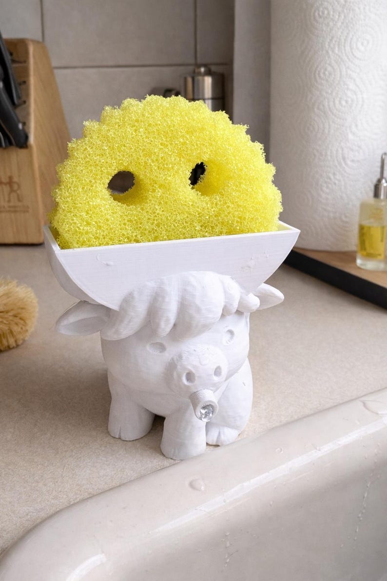 Highland Cow Sponge Holder | 3D Printed Kitchen Sink Organizer - Etsy