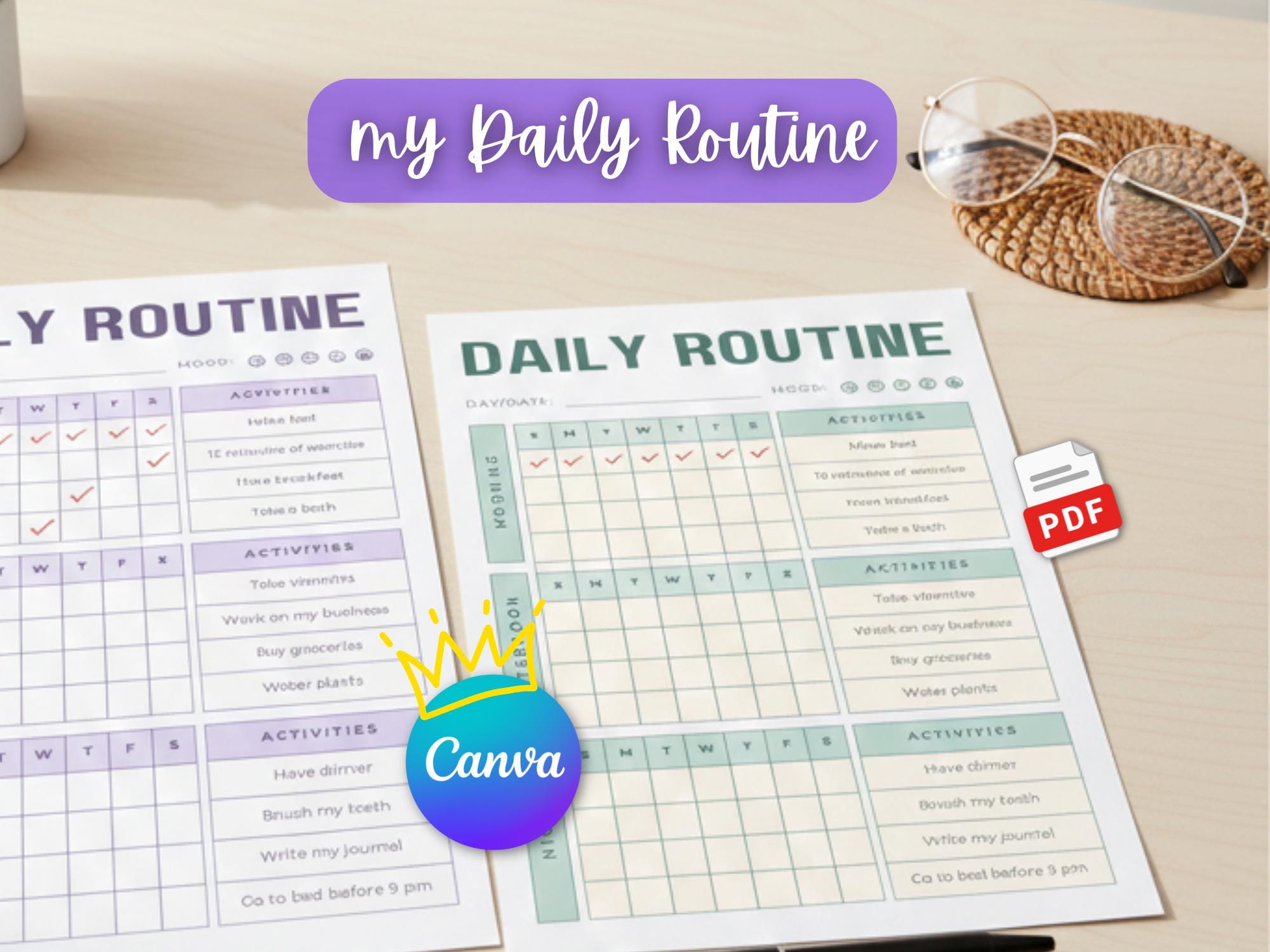 Daily Routine Planner | Habit Tracker | Morning Afternoon Night Chart ...