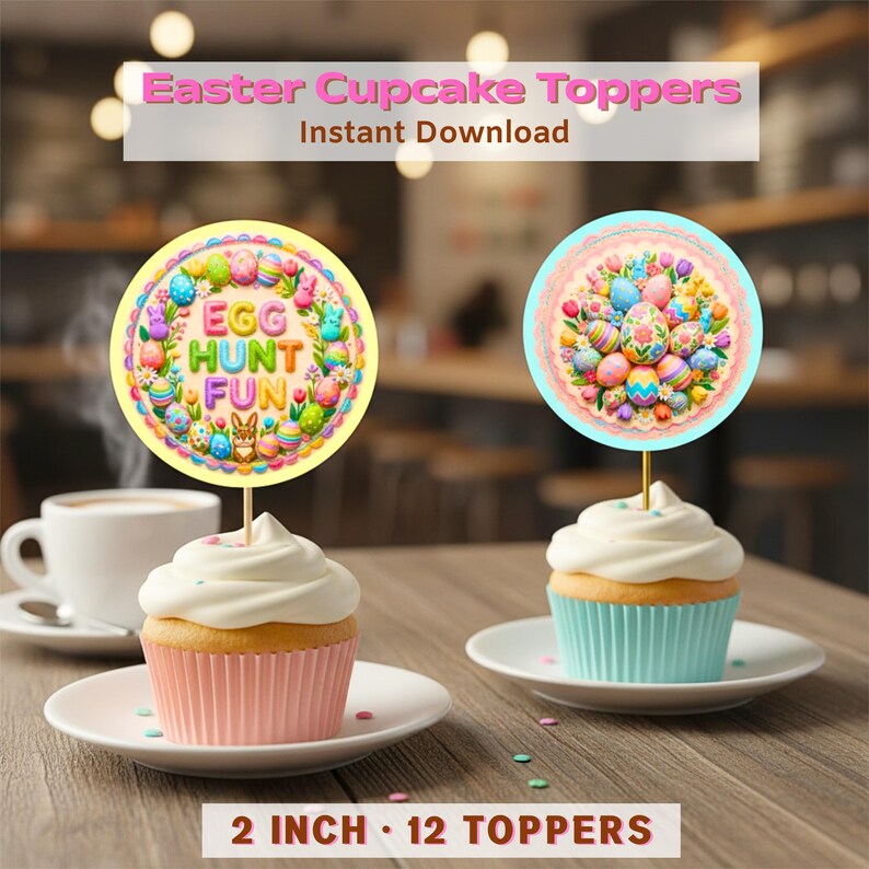 Easter Cupcake Toppers Printable, Happy Easter Cupcake Toppers, Easter ...