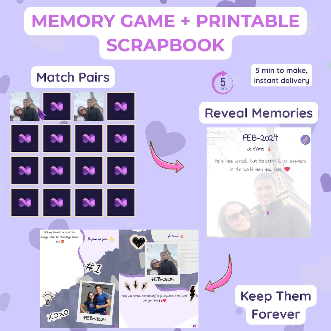 Personalized Photo Memory Game & Scrapbook | LDR Valentine's Gift ...