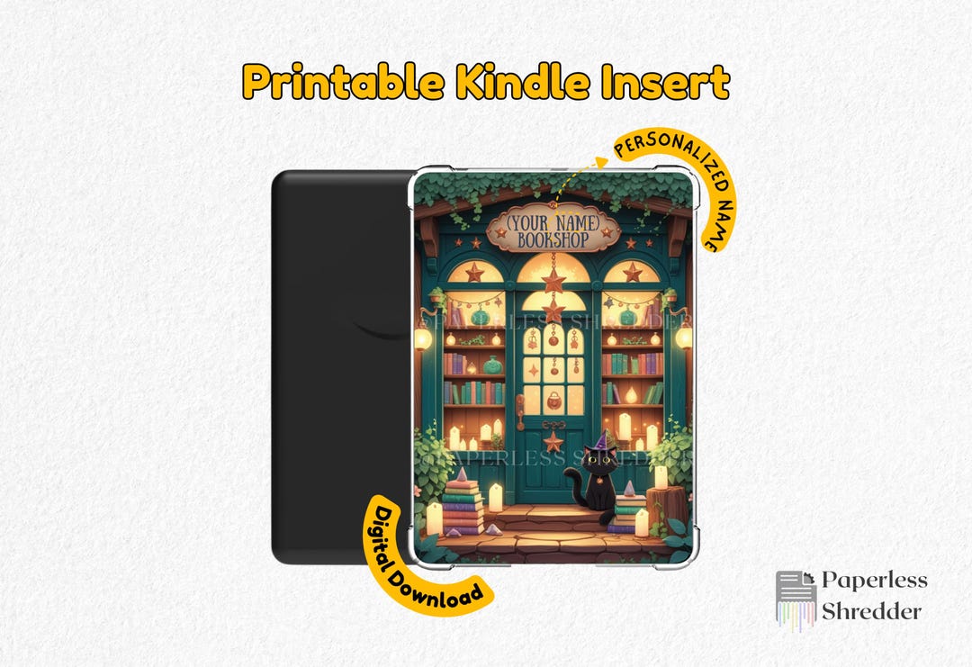 Kindle Insert Printable Cozy Fantasy Witchy Bookstore Kindle Paperwhite ...