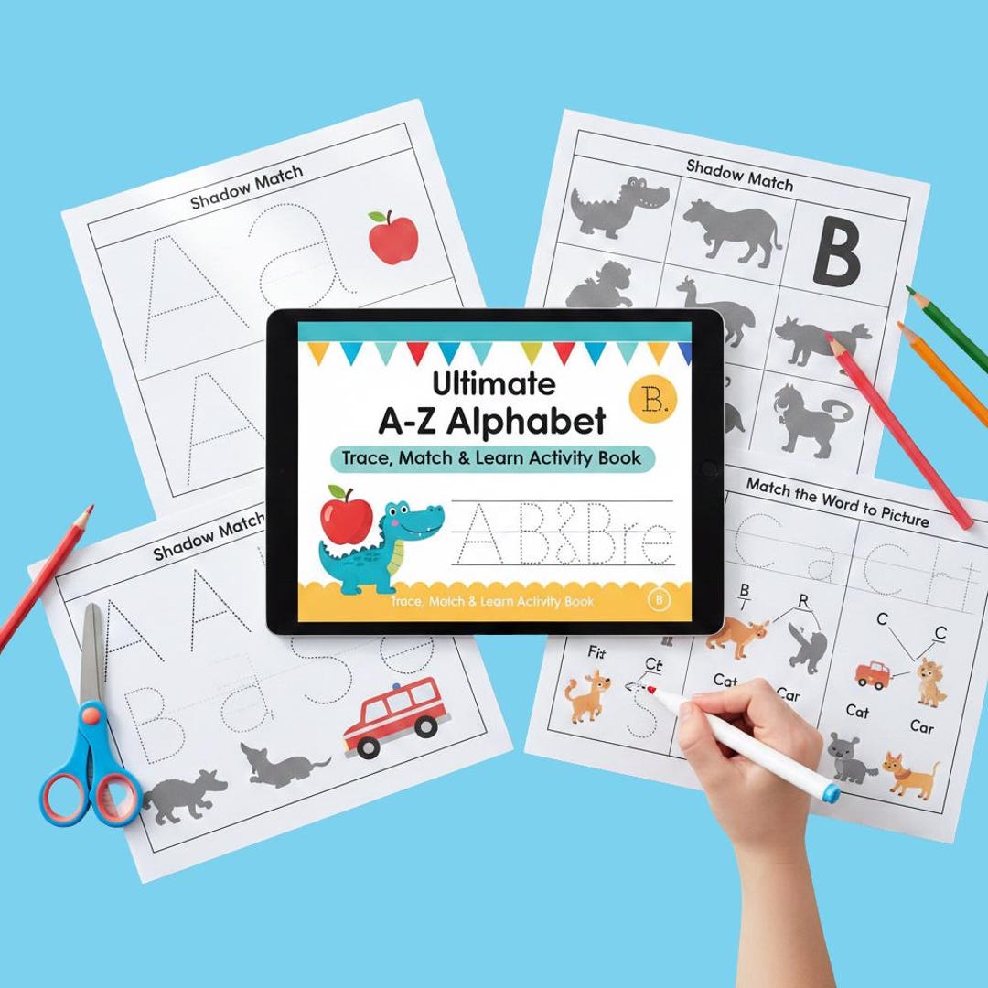 A-Z Alphabet Activity Book: Trace, Match & Learn (digital Download ...