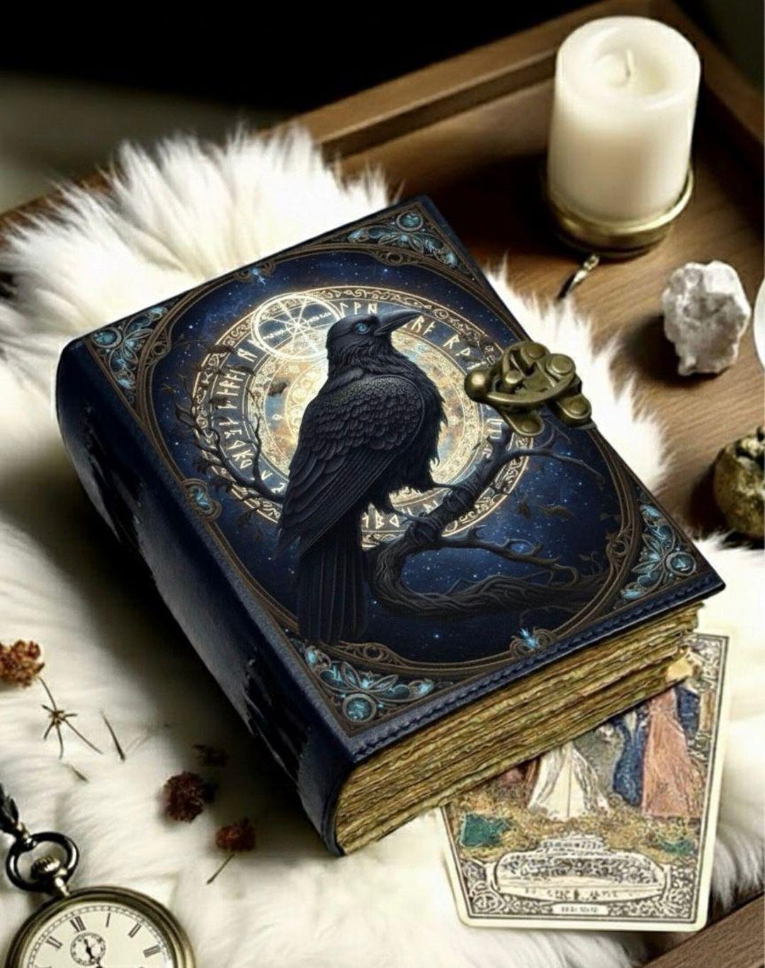 Raven Leather Journal Book of Shadows Journal Grimoire Decor Leather ...