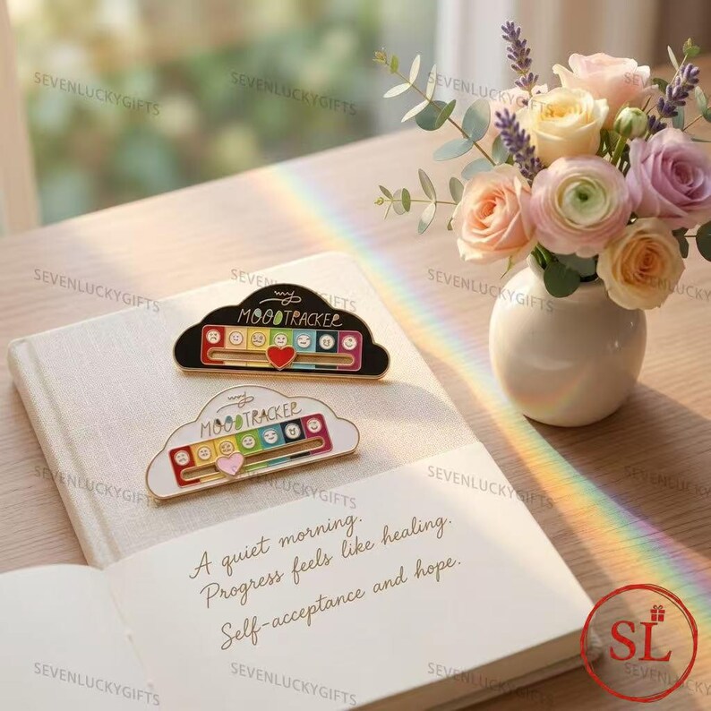 Interactive Mood Tracker Enamel Pin, Rainbow Slider Accessory - Etsy