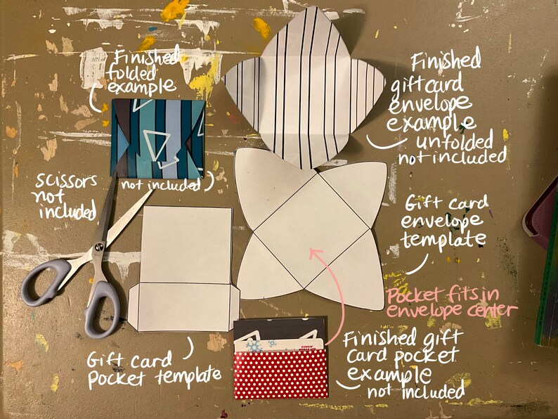 Printable 2 Gift Card Pockets, 1 Envelope Template, 8 1/2” X 11” Jpg ...