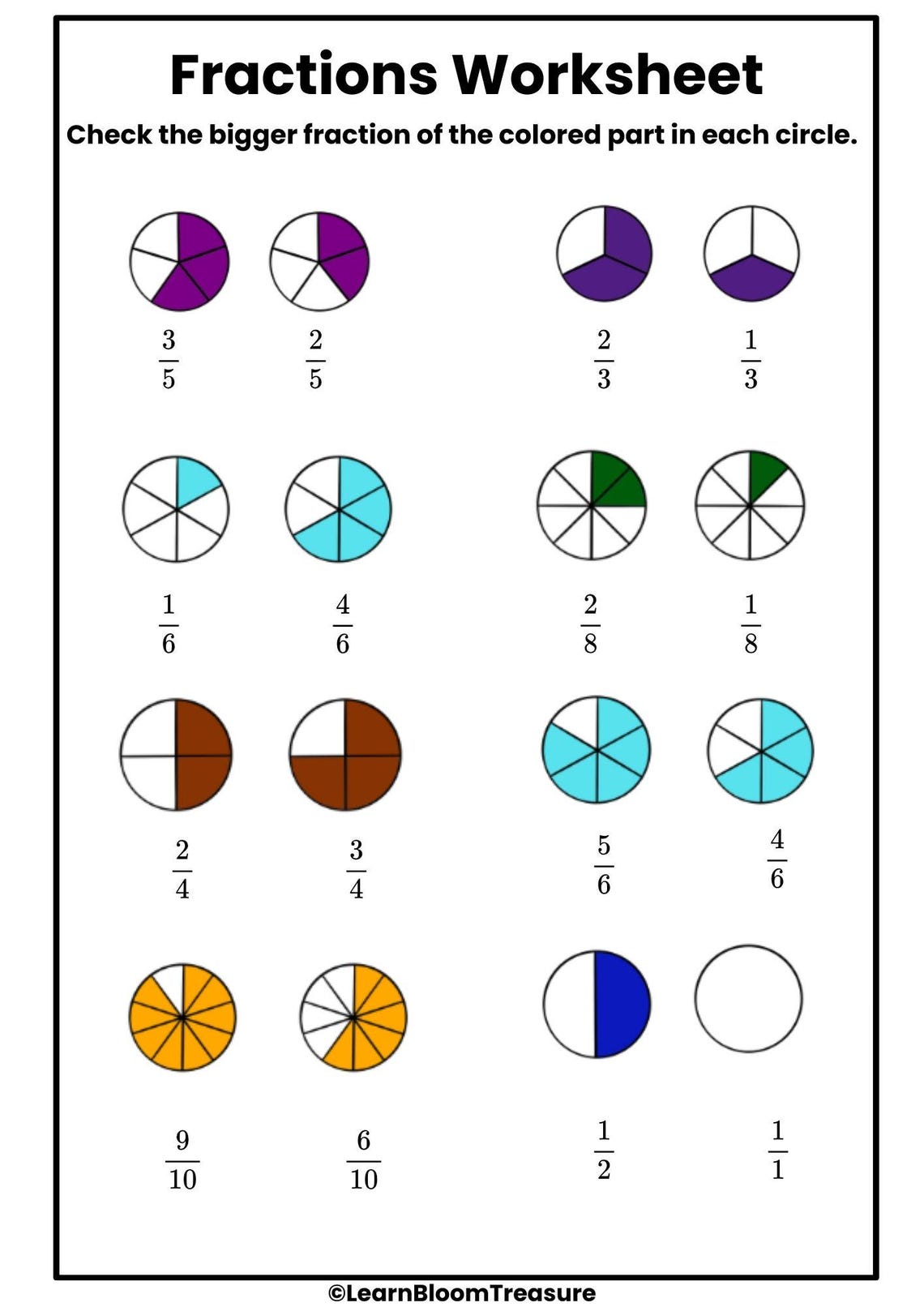 Fractions Worksheets Bundle | Coloring, Matching, Equivalent Math ...