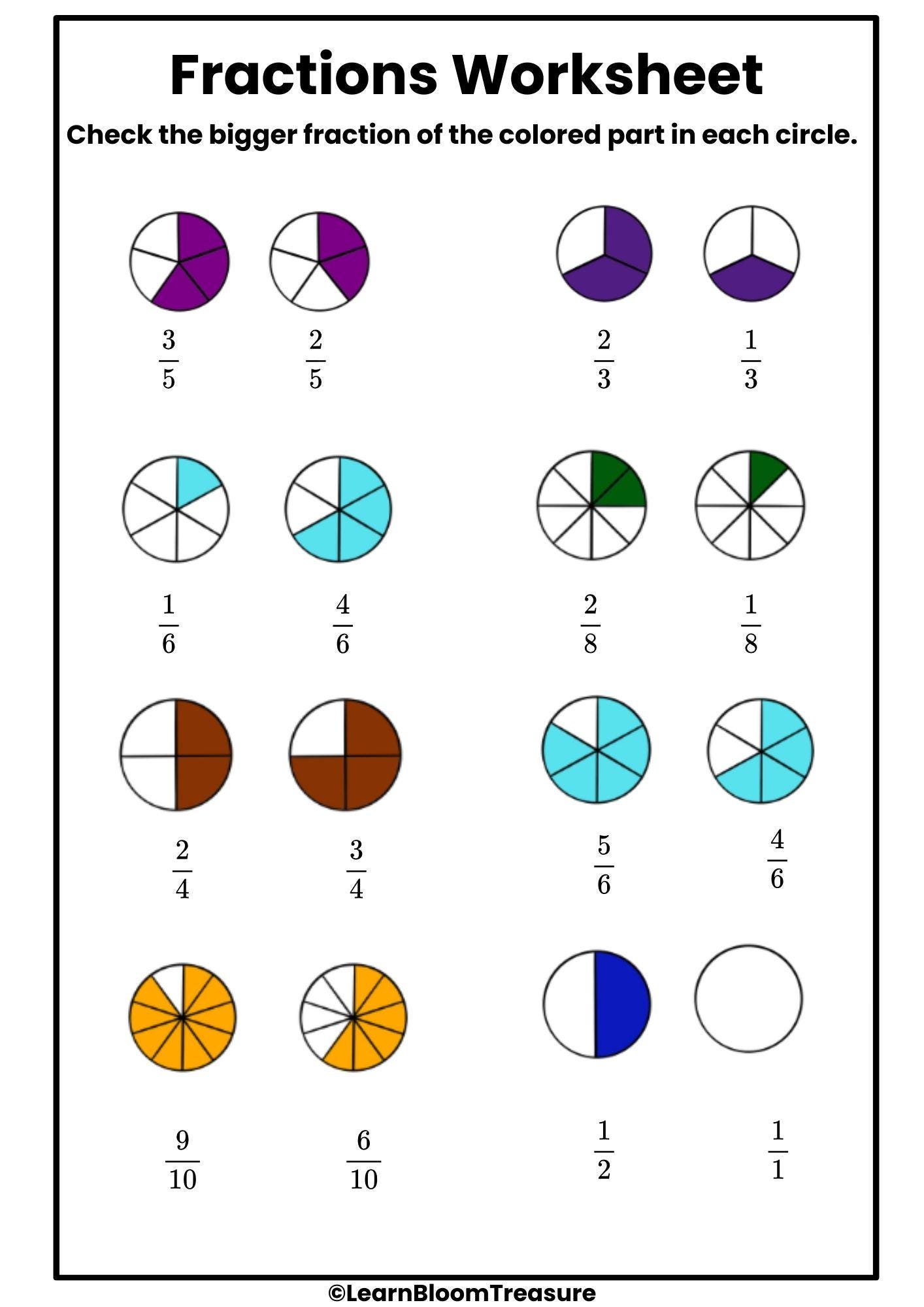 Fractions Worksheets Bundle | Coloring, Matching, Equivalent Math ...
