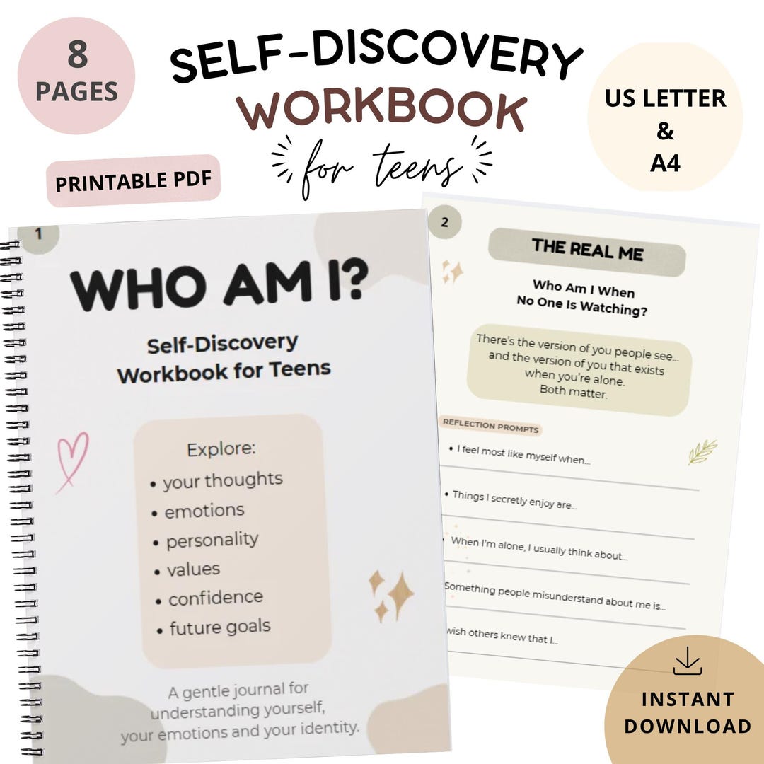 Self Discovery Workbook for Teens | Teen Identity Exploration Journal ...