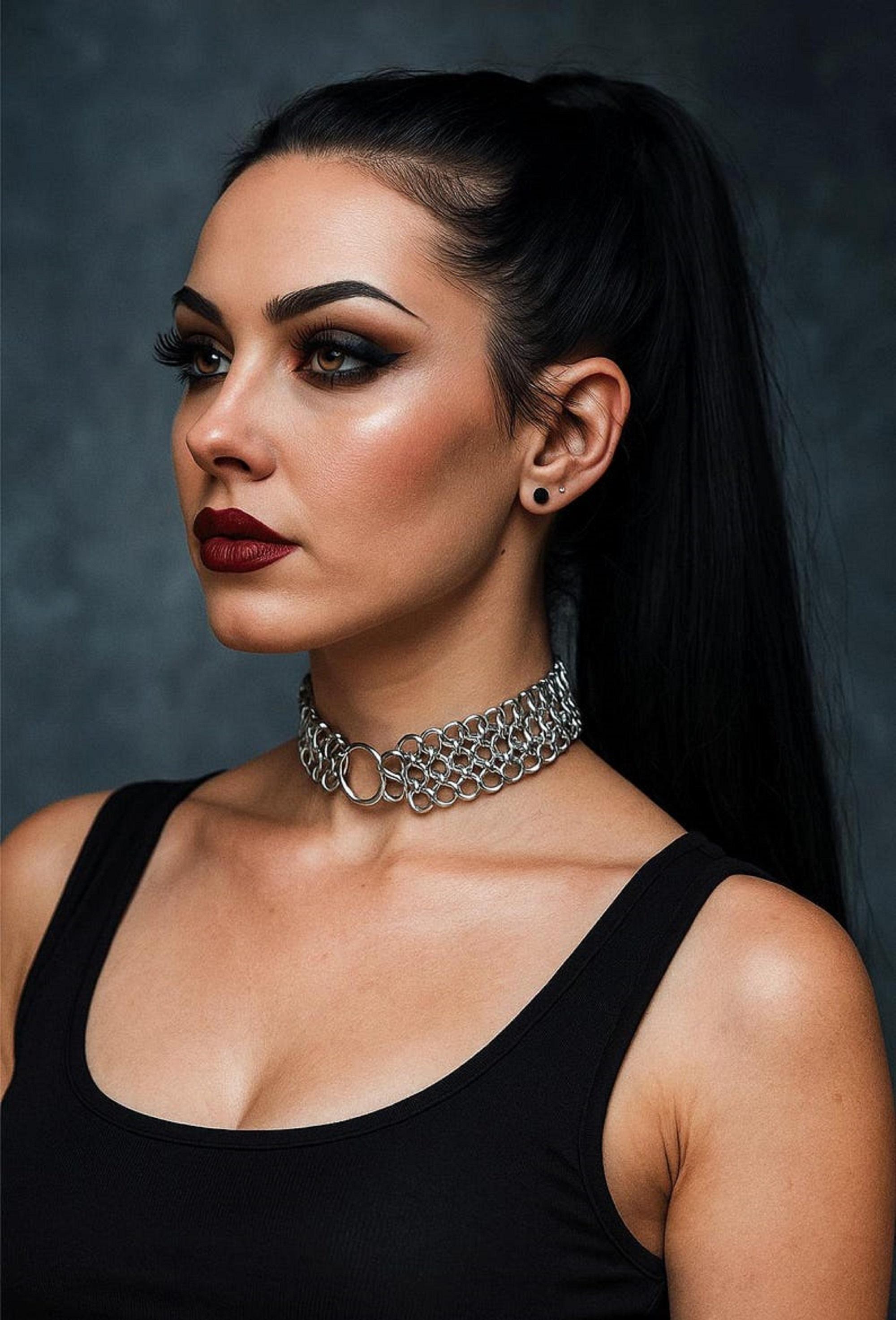Medieval Gothic Chainmail Choker Necklace: Stainless Steel Ring ...