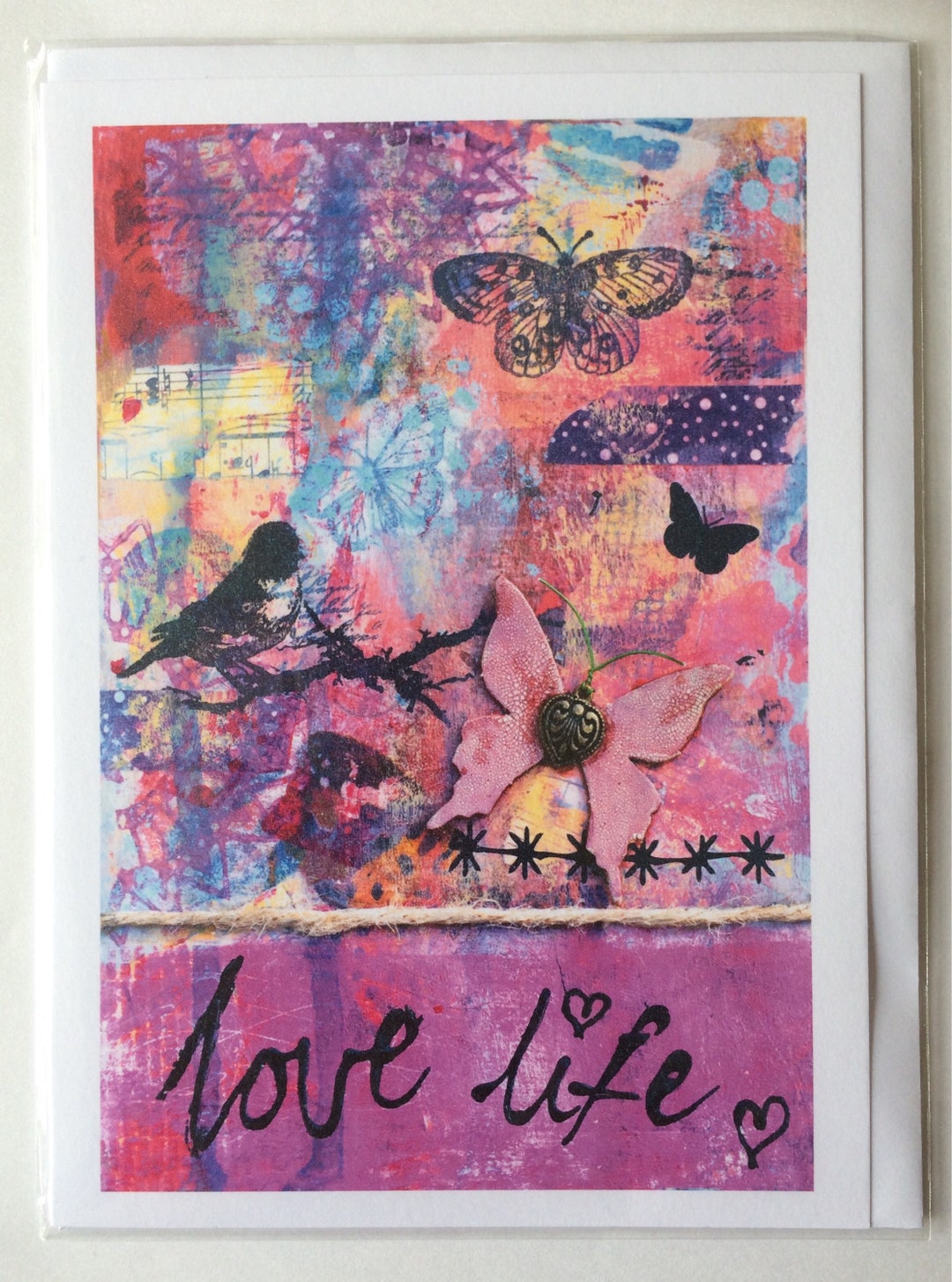Love Life - A5 Blank Greetings Card From Original Mixed Media Painting ...