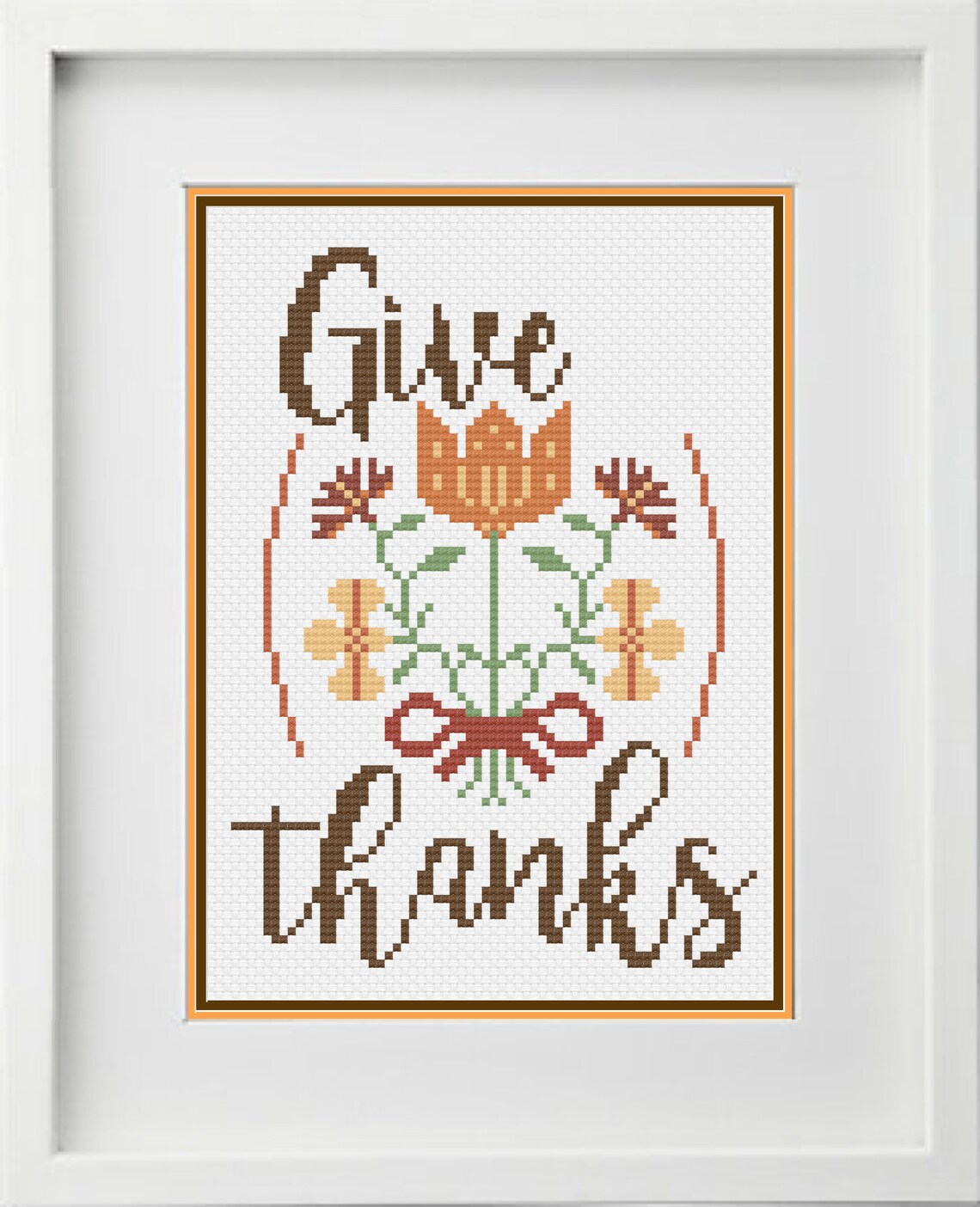 Give Thanks Cross Stitch Pattern Thanksgiving Harvest Fall | Etsy