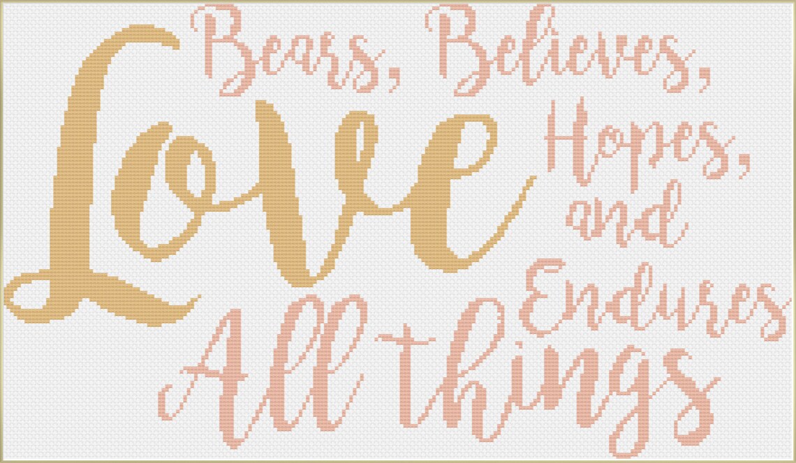 1 Corinthians 13:7 Bible Verse Cross Stitch Pattern Love | Etsy
