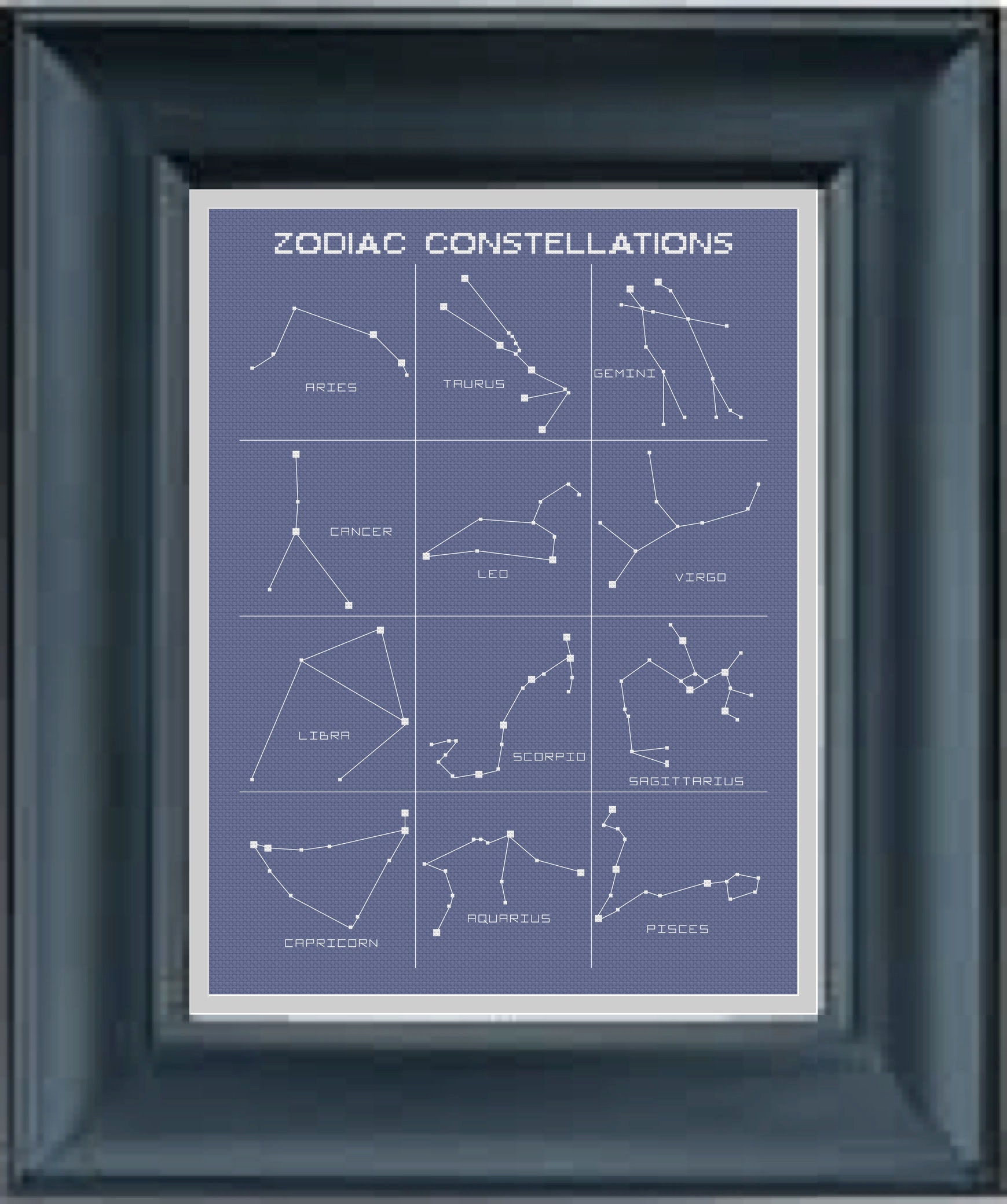 Zodiac Constellation Grid Sampler Cross Stitch Pattern | Etsy