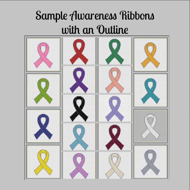 Awareness Ribbon Cross Stitch Pattern You Choose Your Solid | Etsy