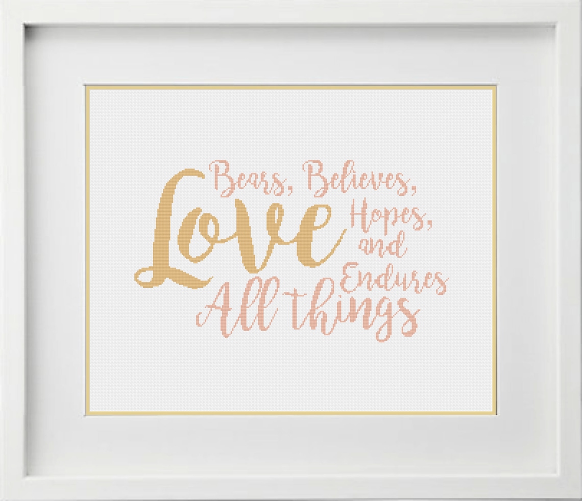 1 Corinthians 13:7 Bible Verse Cross Stitch Pattern Love | Etsy
