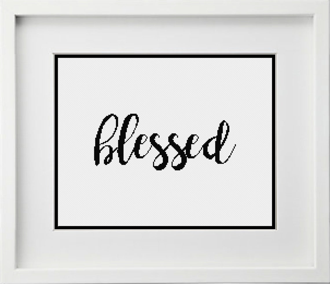 Blessed handwritten Script Font Large Simple Modern Cross - Etsy