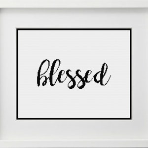 Blessed {handwritten Script Font} Large Simple Modern Cross Stitch ...