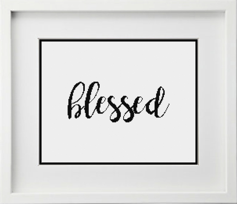 Blessed handwritten Script Font Large Simple Modern Cross - Etsy